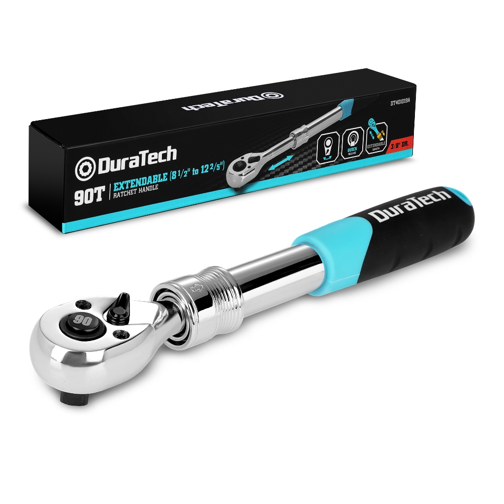 DURATECH 1/2-Inch 3/8-Inch Drive Extendable Ratchet, 90-Tooth Quick ...