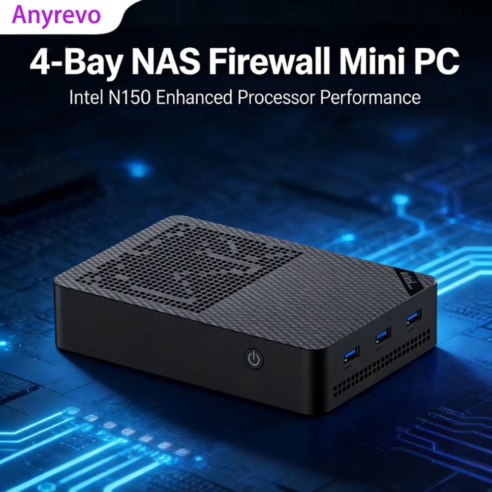 4-Bay NAS Mini PC Intel N150, 4x M.2 NVMe SSD, 12GB DDR5 RAM, 64GB eMMC ...