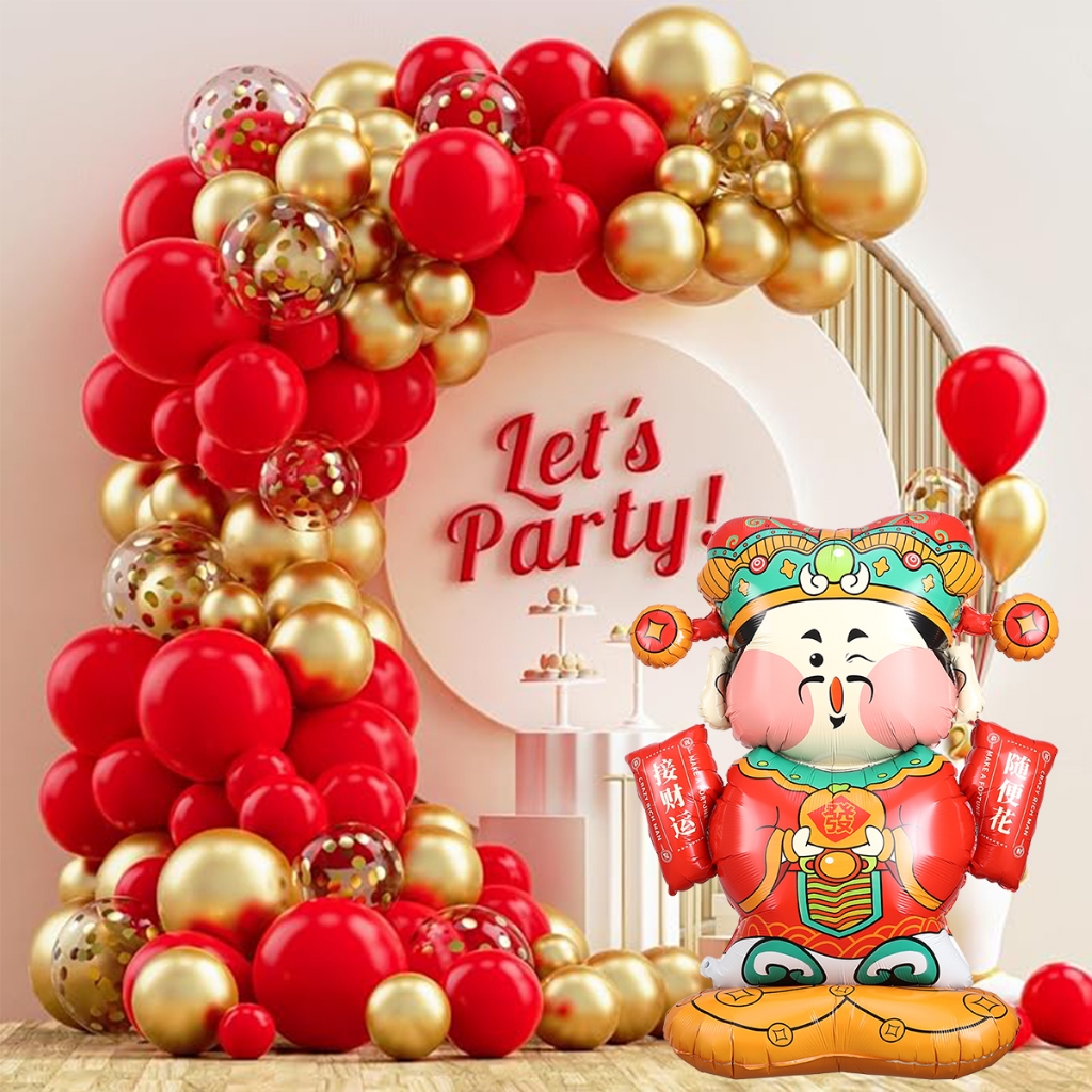113pcs/set 2026 Spring Festival God of Wealth Balloon Chinese New Year ...