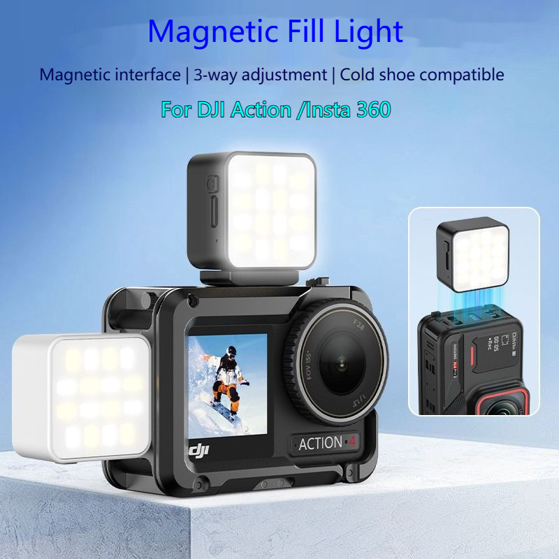 Magnetic Fill Light for Insta360 X5/X4/X3/GO 3S/ACE PRO 2/DJI Pocket 3 ...