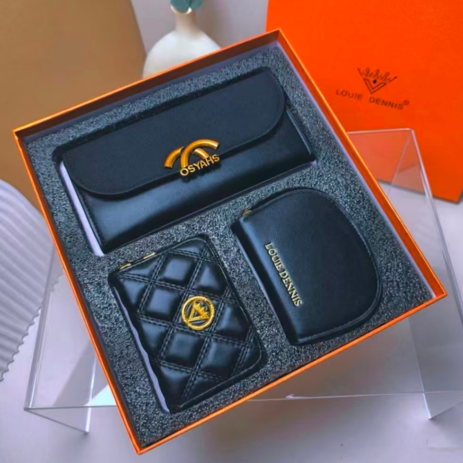 Trio Premium Gift Set】3in1 set Wallet with box cardholder and paper ...