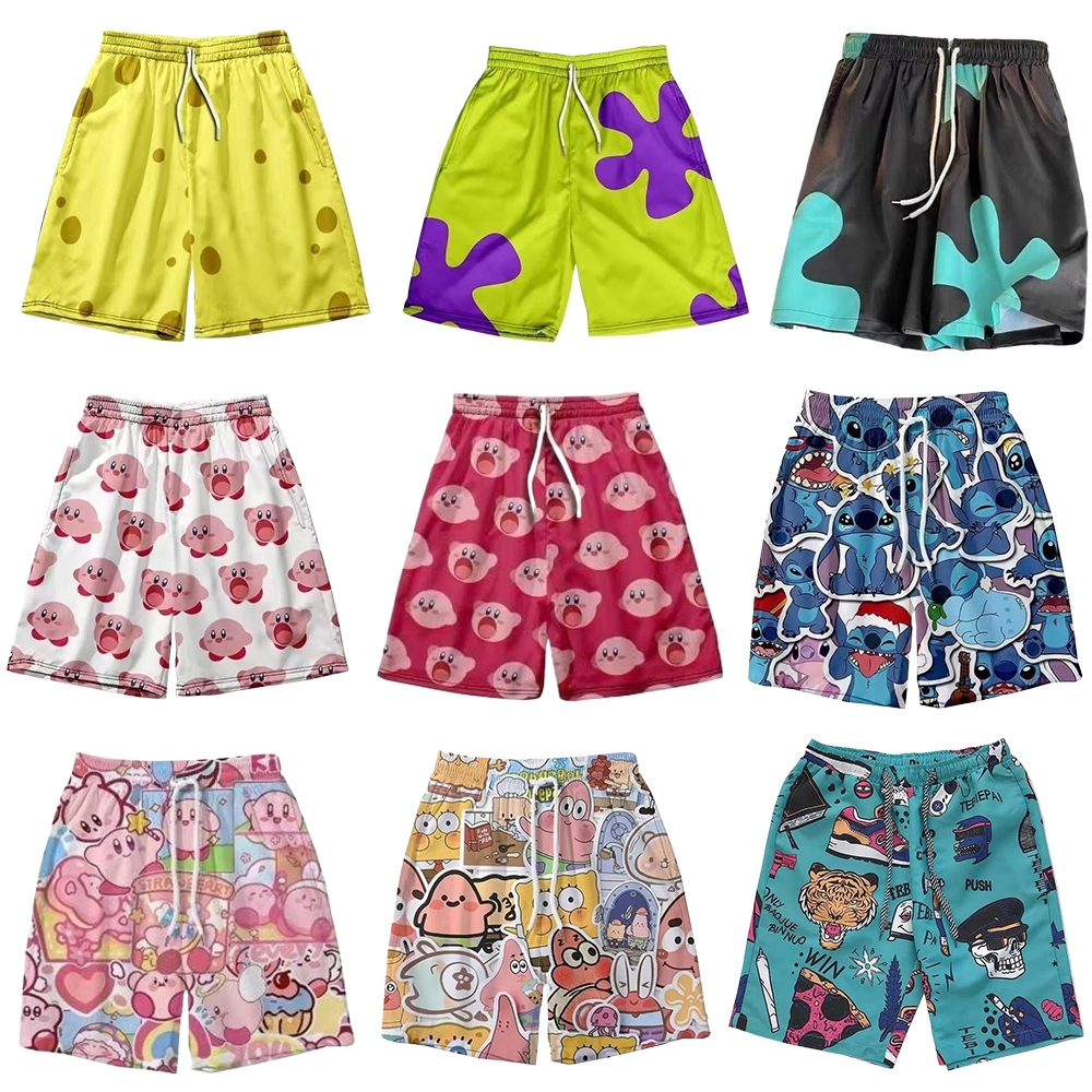 EECHO Unisex SpongeBob Patrick Star Floral Shorts Summer Beach Casual ...