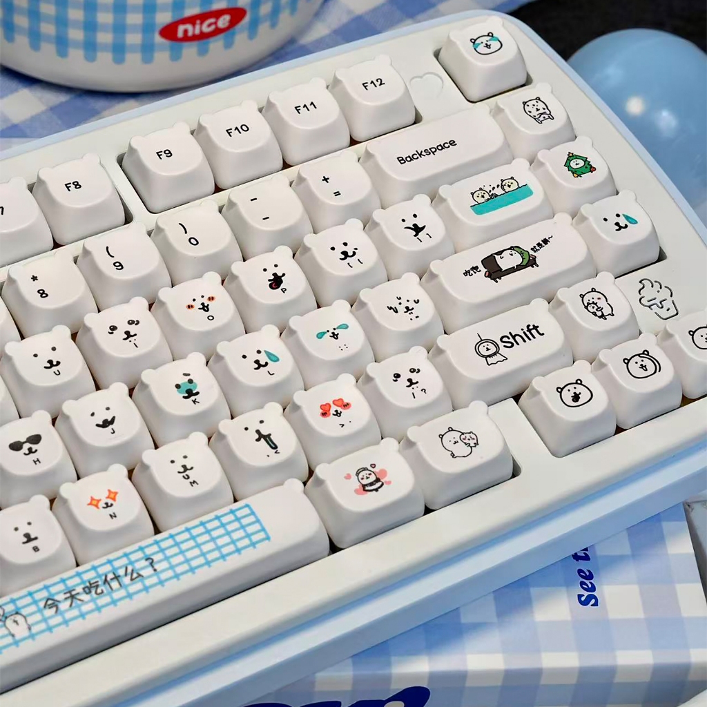 URE Joke Bear Keycaps PBT EOA profile cute Bear shape Keycap set for ...