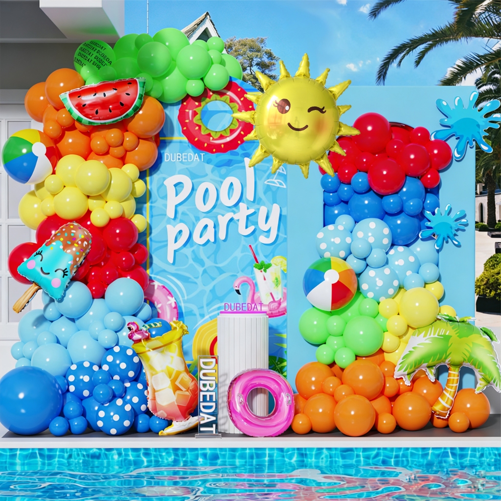 150pcs Swimming Pool Party Series Decoration Balloon Hawaiian Theme ...
