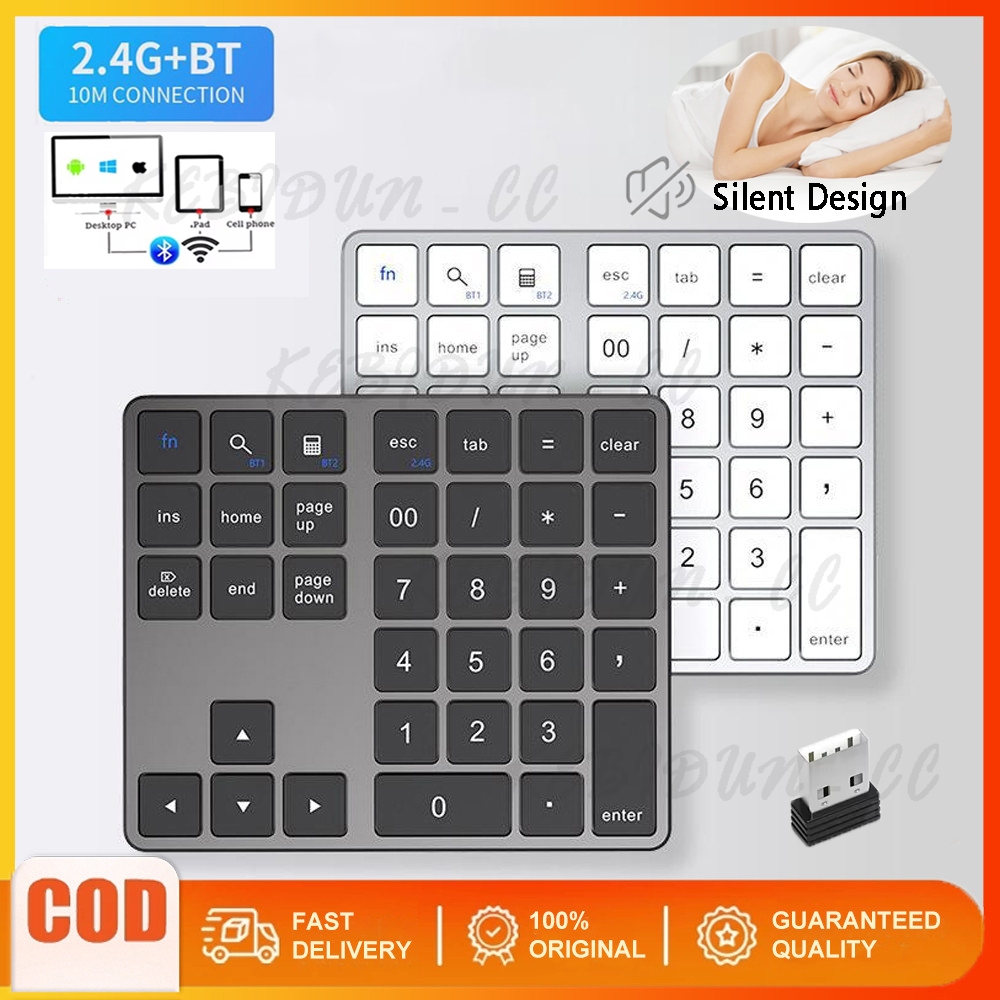 35 Keys Keyboard Dual Bluetooth Wireless Number Pad 2 4G Rechargeable ...