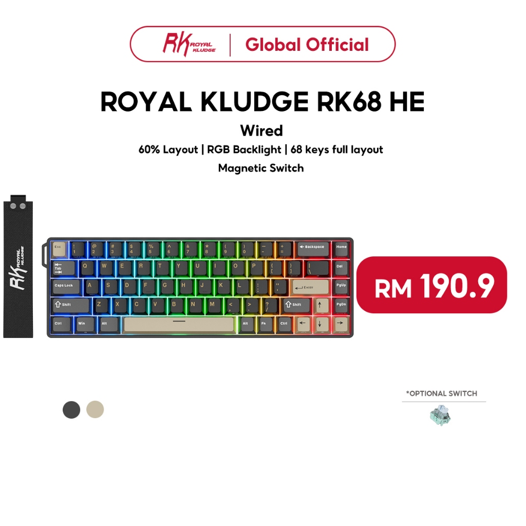 RK Royal Kludge RK68 HE 8000Hz 8K Ultra-Low Latency With Magnetic ...