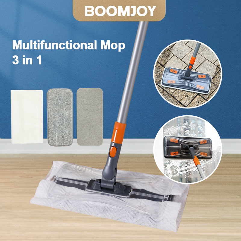 BOOMJOY 3 in 1 Sweeper & Mop Deluxe Floor Mopping and Sweeping Kit ...