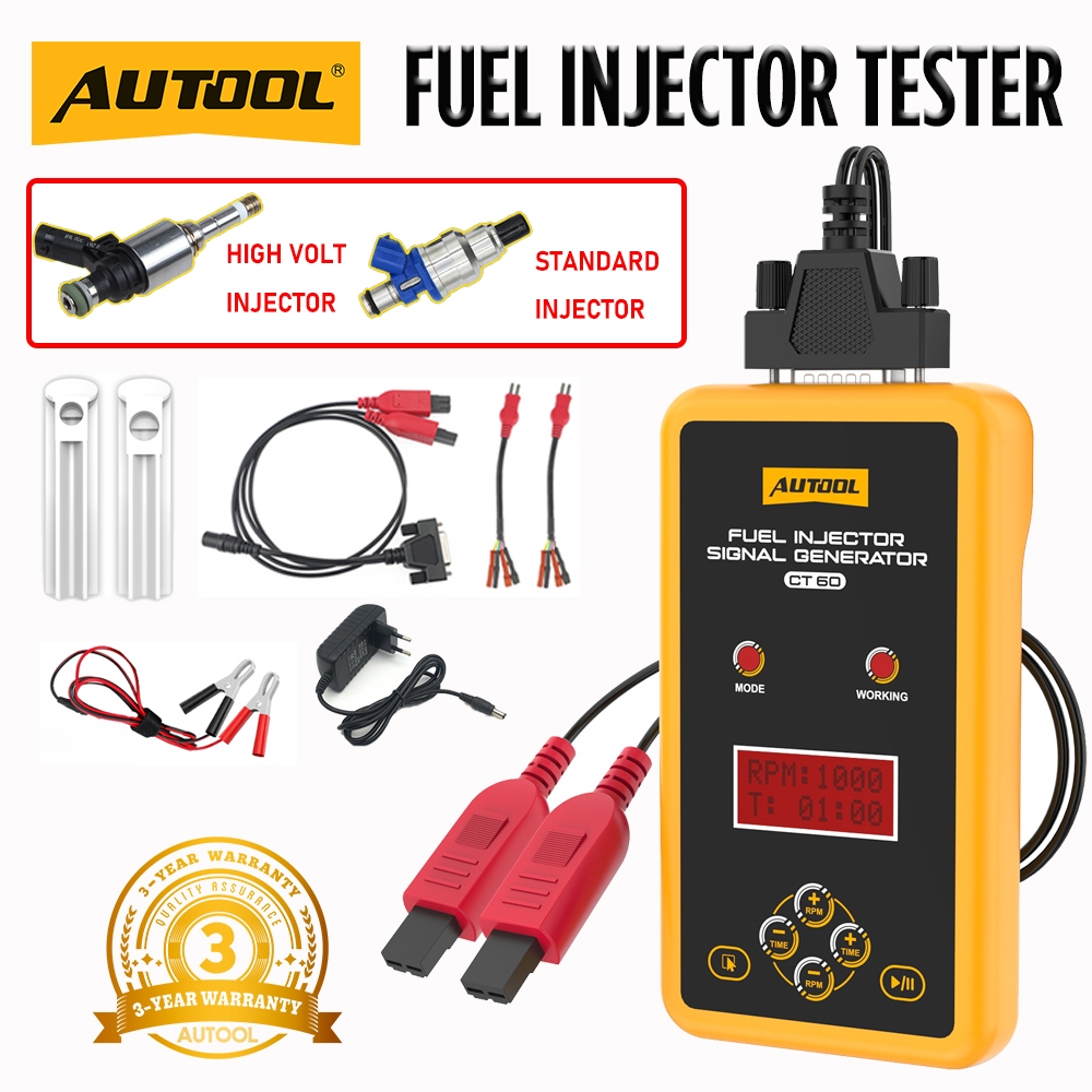 AUTOOL CT60 Fuel Injector Tester Dual Injector Comparison Adjustable ...