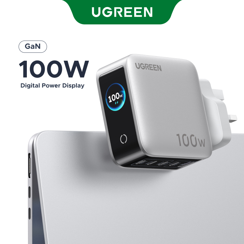 UGREEN 100W GaN 5 Ports Fast Charger TFT Display Screen Charger USB-C*4 ...