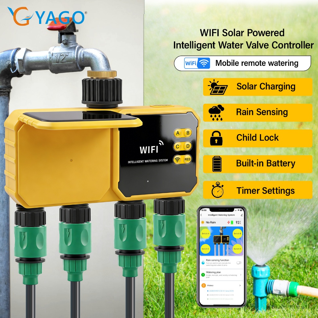 YAGO WiFi Home Smart Micro-Sprinkler Solar-Powered Automatic Irrigator ...