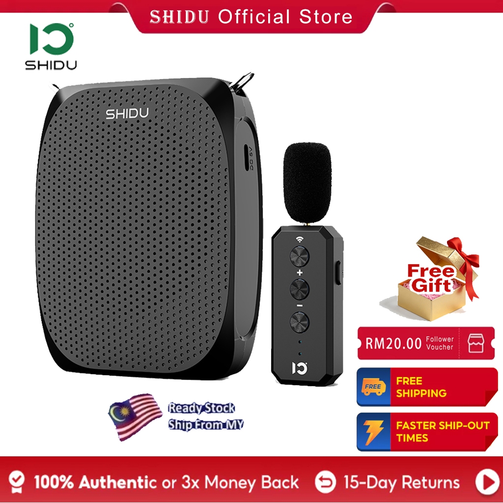 SHIDU Portable Mic Wireless Microphone Loud Speaker Voice Amplifier ...