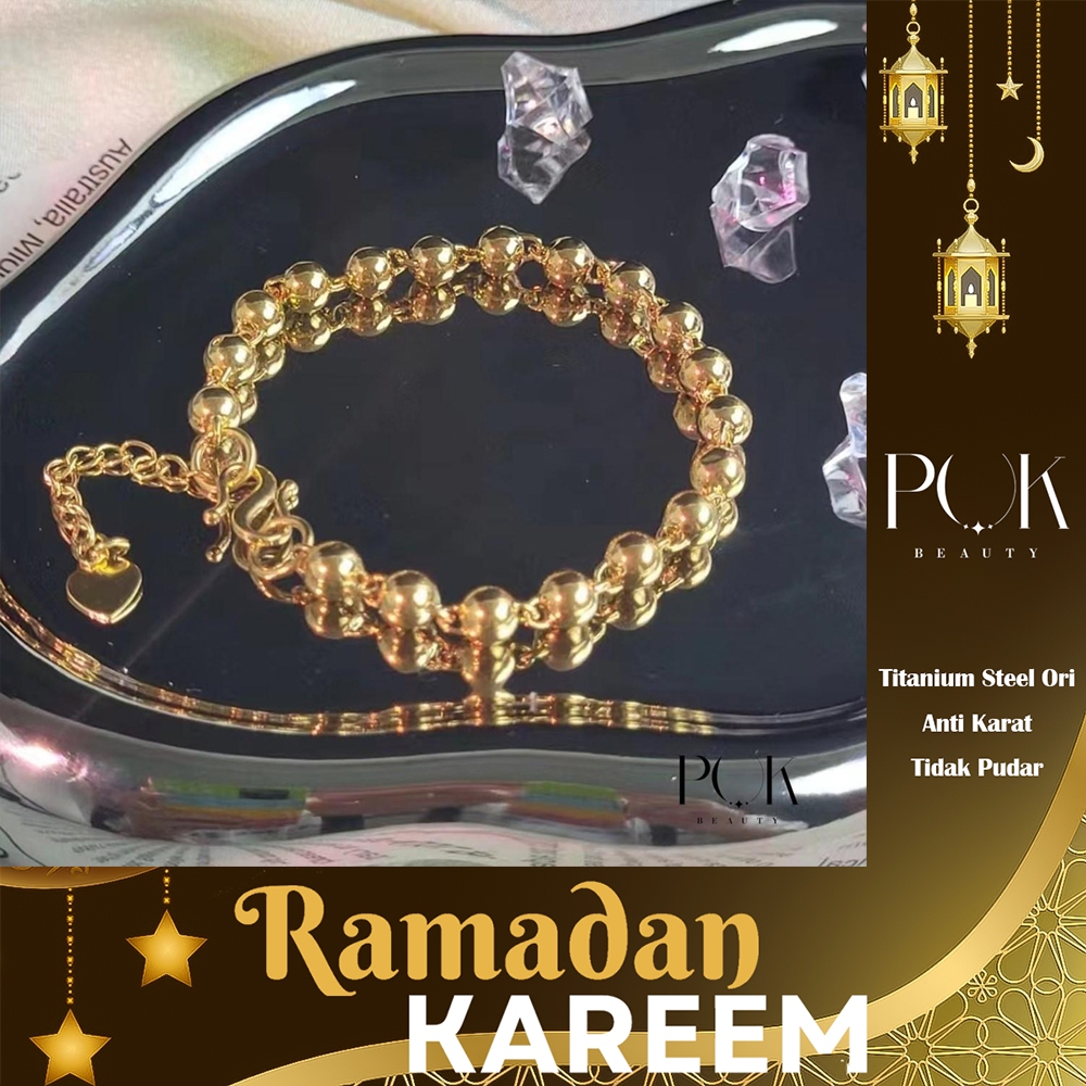 Gelang manik, permukaan berkilat 6mm, tiada pudar, hypoallergenic ...
