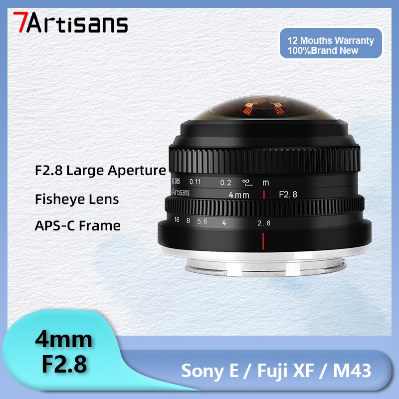 7artisans 4mm F2.8 APS-C 225° Ultra-wide Angle Fisheye Aerial Lens for ...