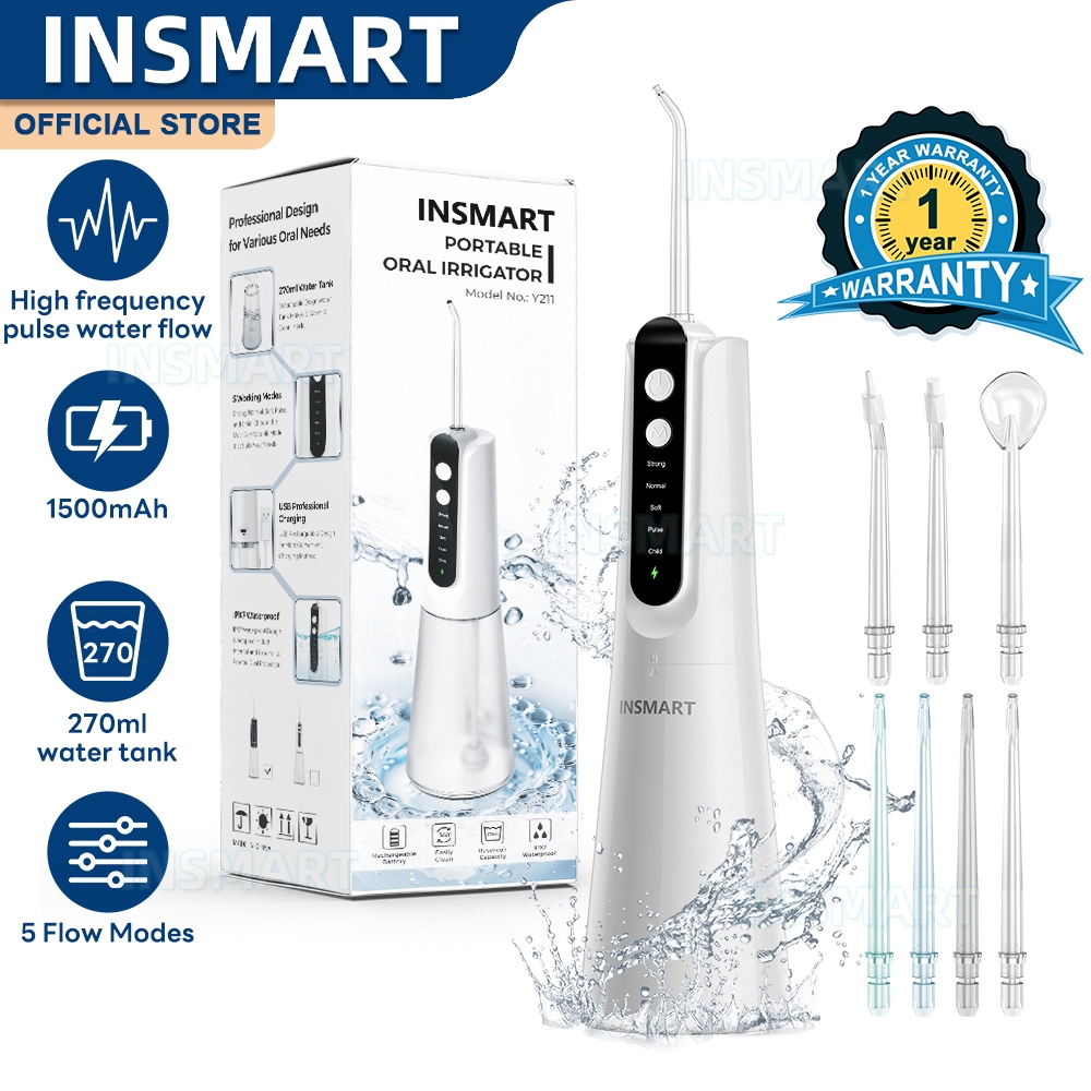 INSMART New Smart Water Flosser 6 nozzles 5 modes DIY Water Floss Teeth ...