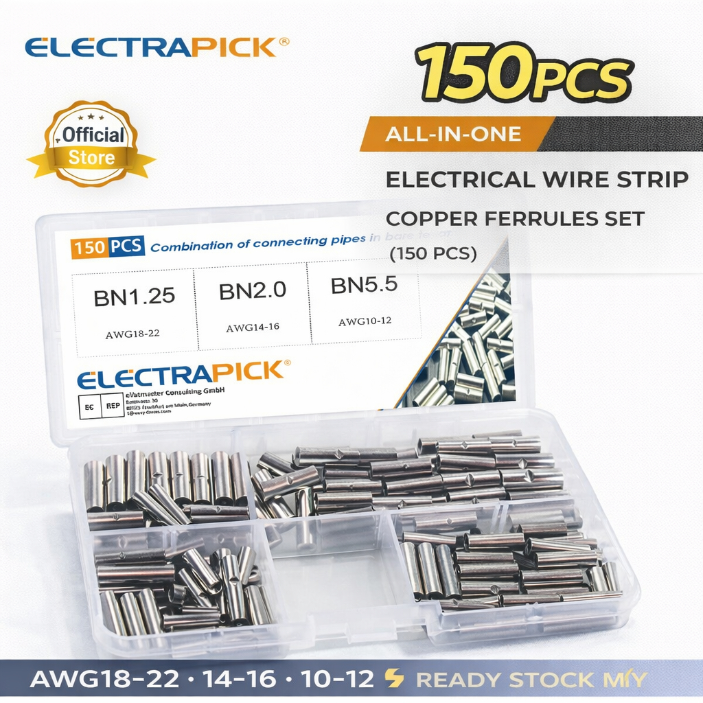 Electrapick Copper Wire Ferrules Assortment – 150PCS | Electrical Crimp ...