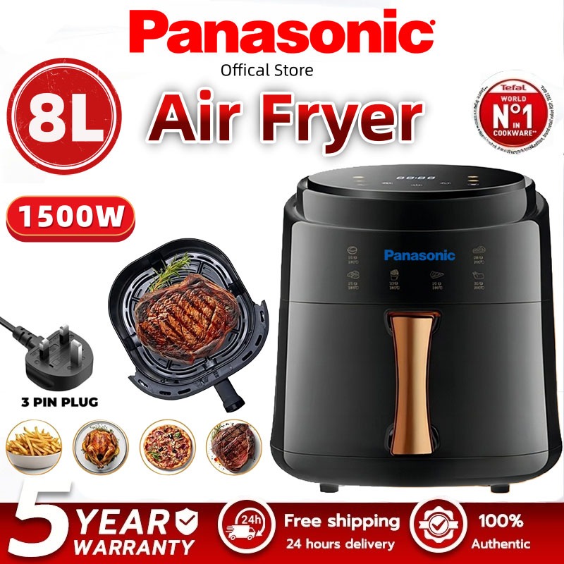 Panasonic Air Fryer 8/10L Non-stick Temperature Control Coating 360 ...