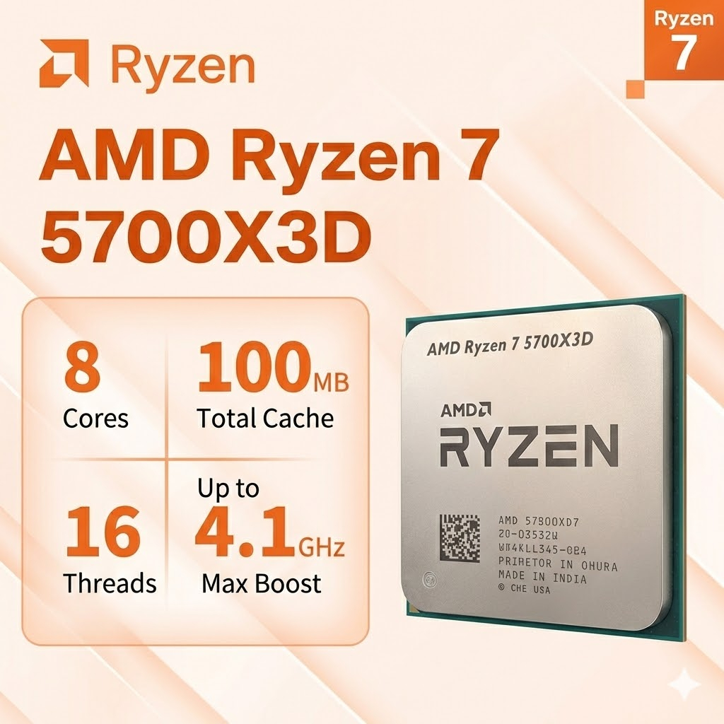 Brand New AMD Ryzen 7 5700X3D Tray Processor (No Retail Box) - 3 Years ...