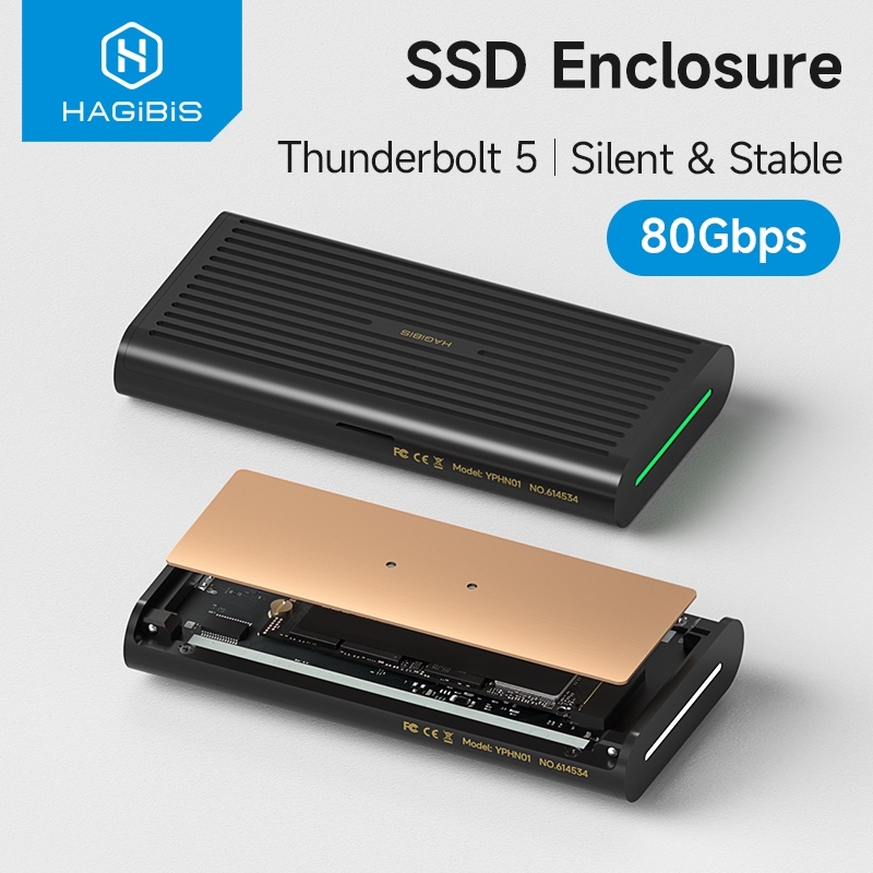 Hagibis 80Gbps M.2 NVMe SSD Enclosure Compatible with Thunderbolt 5/4/3 ...