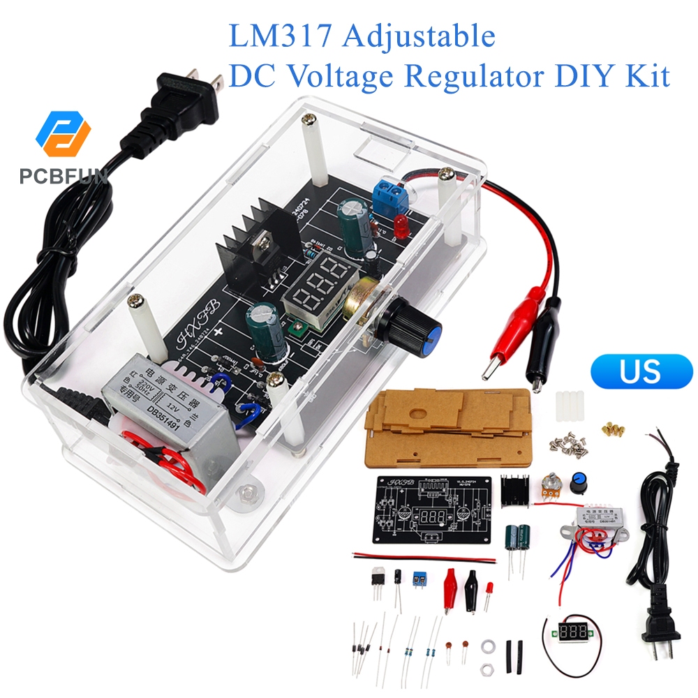 Pcbfun LM317 Adjustable Power Supply DIY Kit DC Regulated Power Supply ...