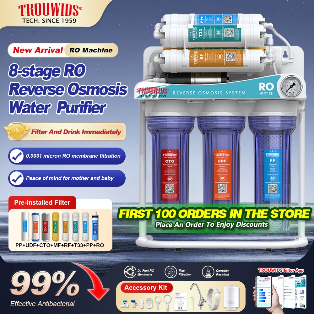 TROUWIDS Ro Water Filter System 8 Stage Dringking Water Purifier ...