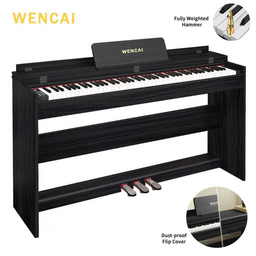 WENCAI Digital Piano 88 Keys Upright Fully Weighted Electric Pianos ...