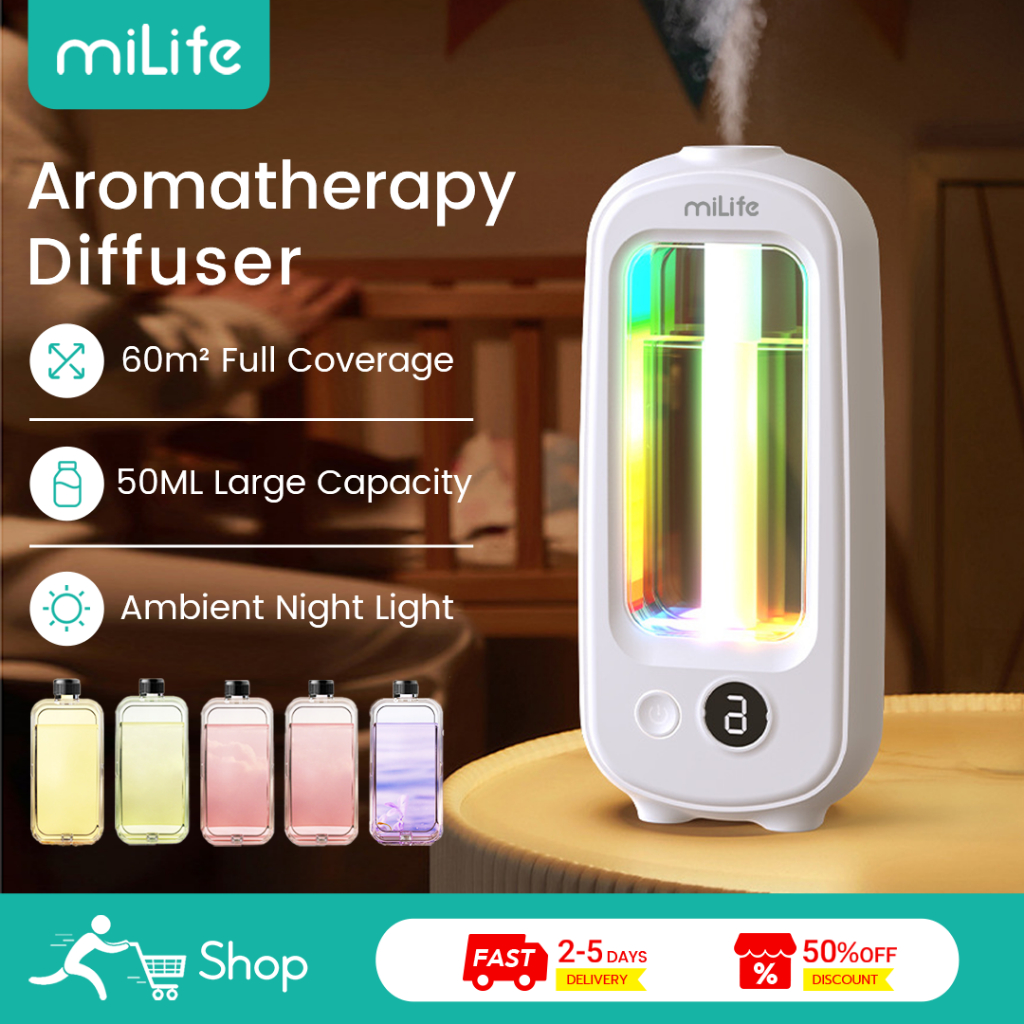 MiLife Aromatherapy Diffuser X7 50ml LED Display Essential Oil Diffuser ...
