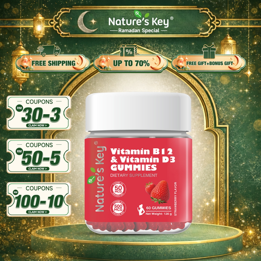 Nature's Key Halal Vitamin D3 + B12 Gummies Stronger Bones Immune Boost ...