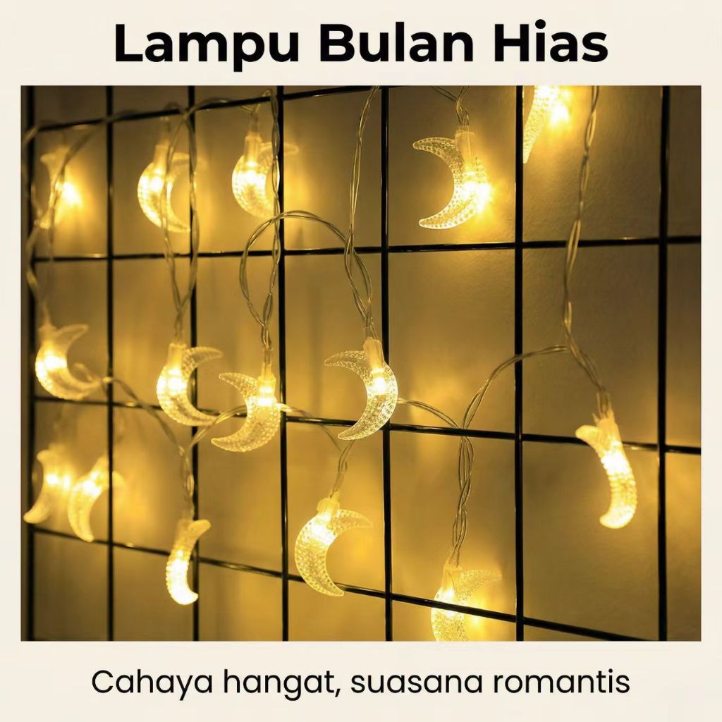 Ramadan Kareem LED Star Moon String Lights | 1.5M/3M USB/Battery ...