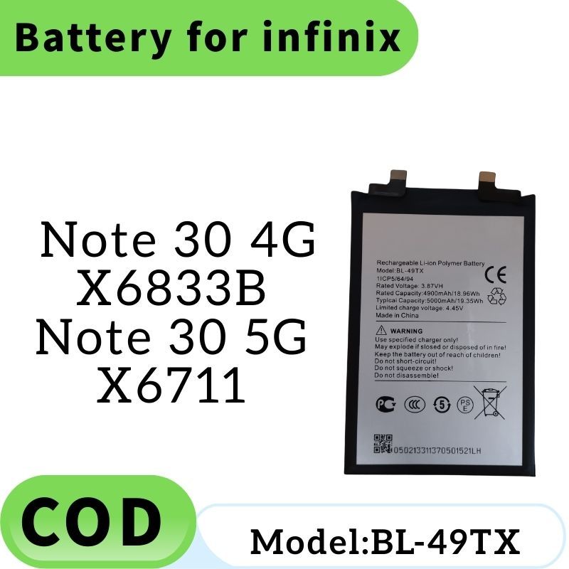 Battery BL-49TX Bateri Compatible For INFINIX Note 30 Batery Note 30 5G ...