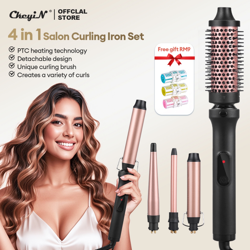 CkeyiN 4 IN 1 Salon Curling Wand Set Curling Iron curler Hair Roller ...