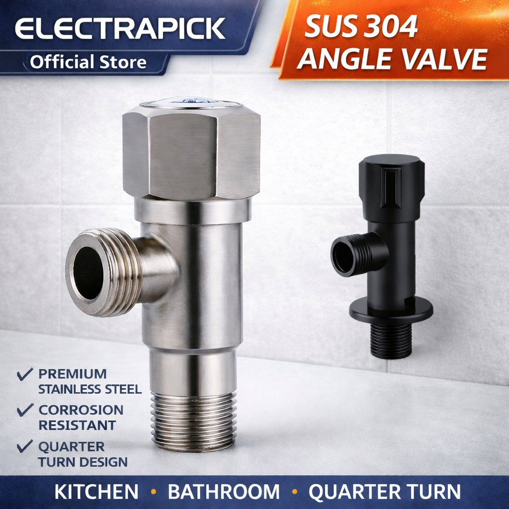 SUS 304 STAINLESS STEEL ANGLE VALVE KITCHEN BATHRROOM QUARTER TURN ...