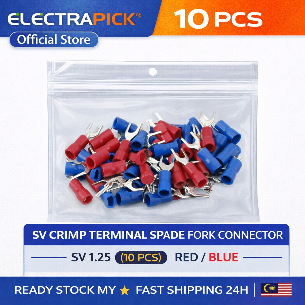 Electrapick 10PCS SV Insulated Fork Spade Crimp Terminal | Electrical ...