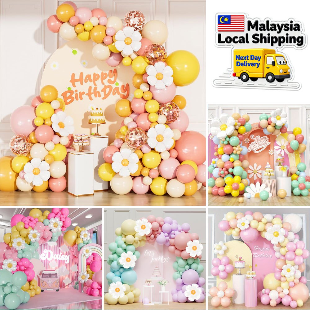 Local Stock COD Daisy Balloon Arch Garland Kit 5"10"18" Yellow Pink ...