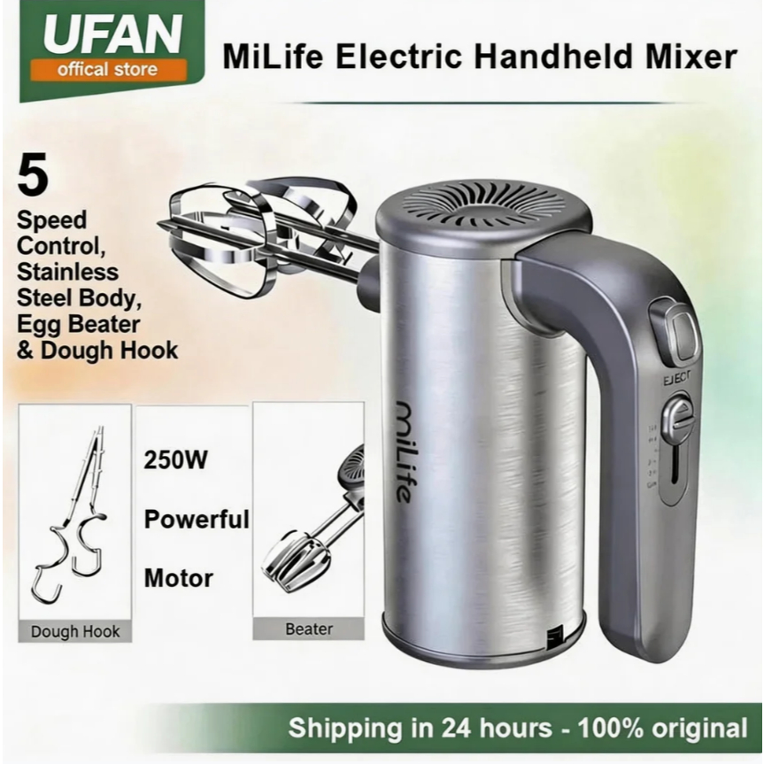 Milife Electric 5-Speed Hand Mixer | Stainless Steel Body | 250W ...
