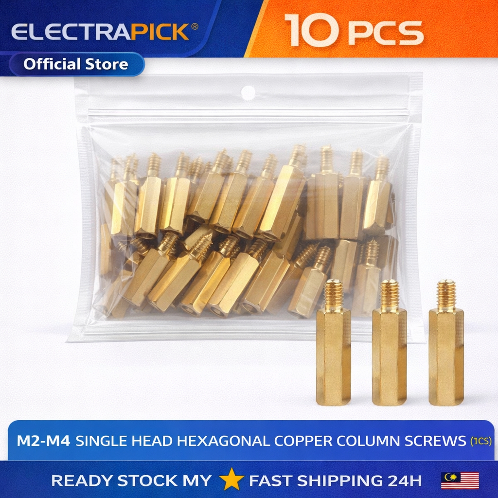 Electrapick M2-M4 Copper Hexagonal Column Screws (10 Pcs) | Hex Head ...
