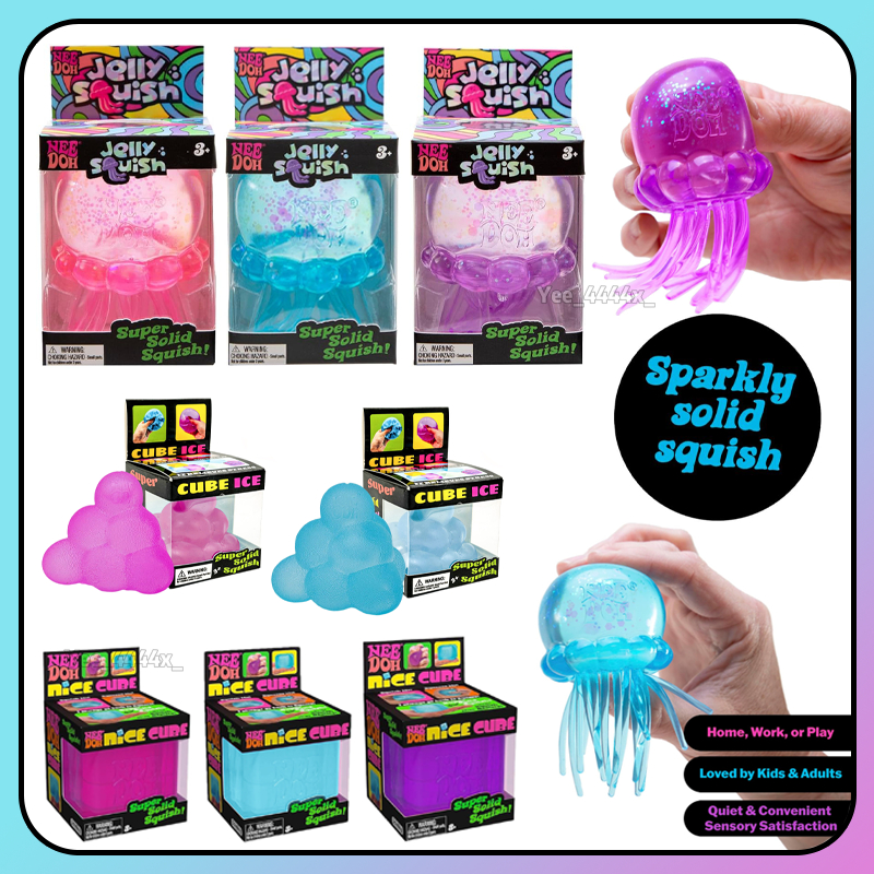 NeeDoh Jelly Squish Stretchy Jellyfish Toy with Glitter Filling ...