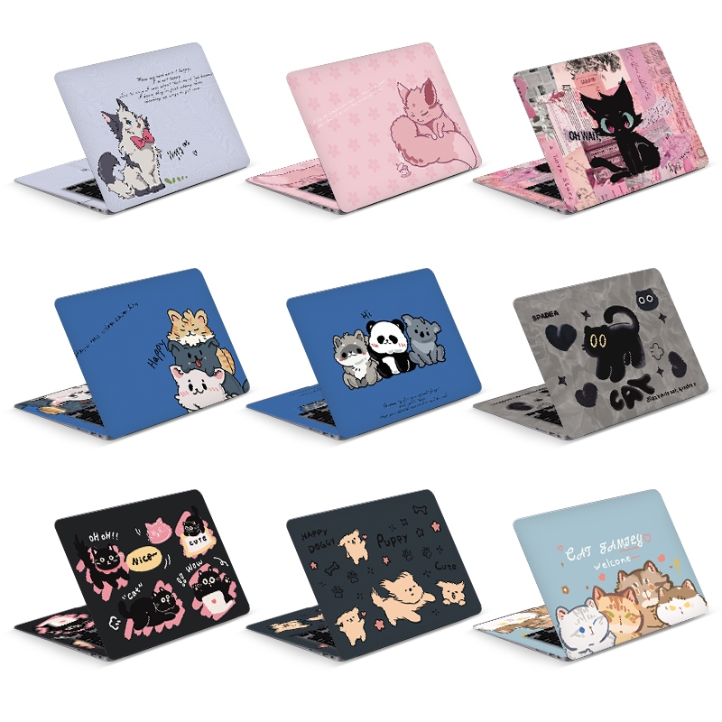 【2pcs】Cute Cartoon Pets Laptop Skin PVC Two Sides Laptop Skin for 11/12 ...