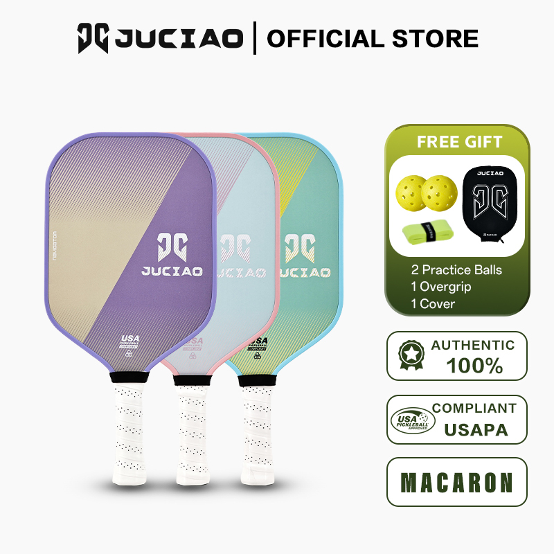 JUCIAO Wide Body Carbon Fiber Pickleball Paddles 16MM Polypropylene ...