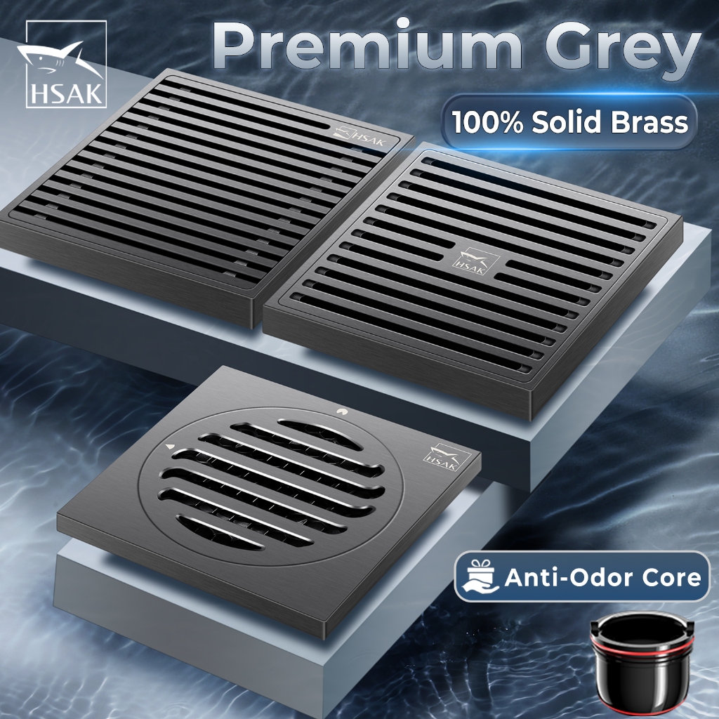 HSAK Brass Bathroom Floor Trap Grating Anti Smell Anti Cockroach Floor ...
