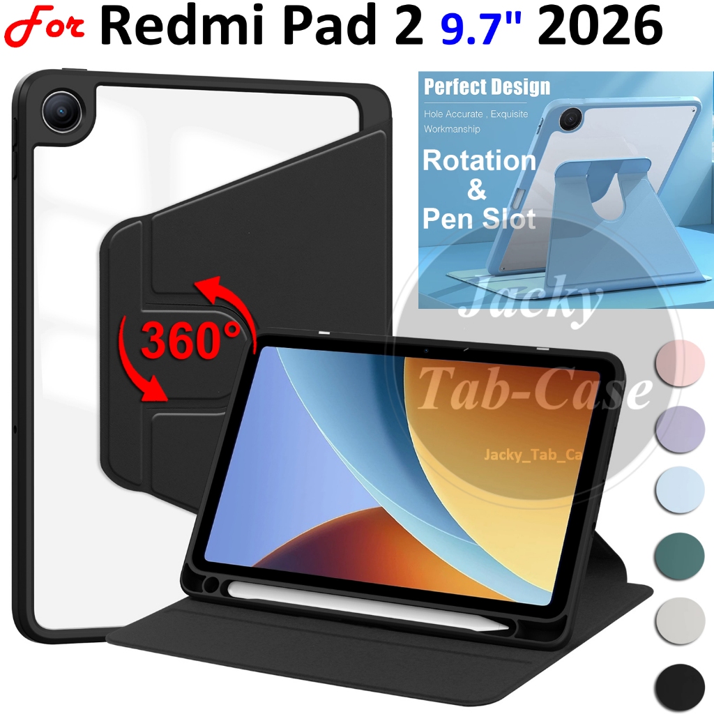 For Redmi Pad 2 9.7" 4G Wi-Fi 2026 Transparent Acrylic 360 Rotating ...