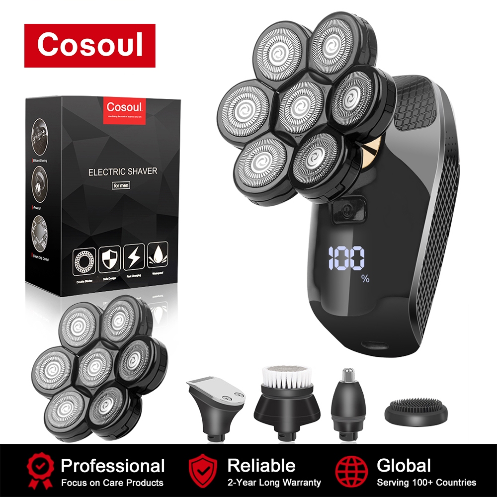 Cosoul Men's Electric Shaver 5-in-1 Razor with Beard Trimmer for Bald ...