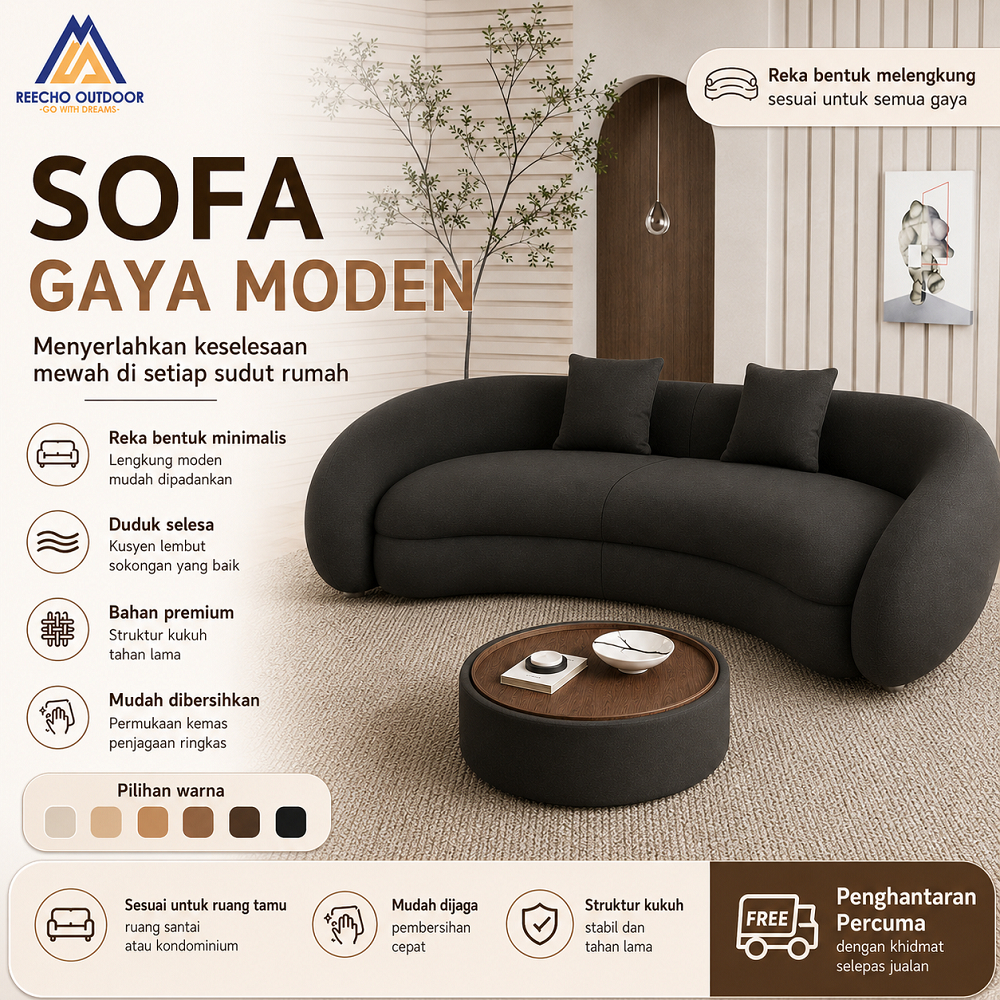 【REECHO OUTDOOR】Modern Curved Sofa Malaysia | L Shape Sofa Living Room ...