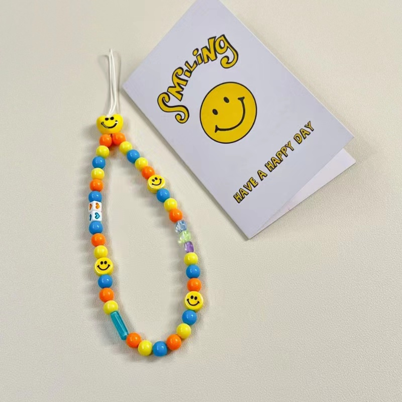 New Style ins Smiley Face Mixed Color Fashion Versatile Beaded Mobile ...