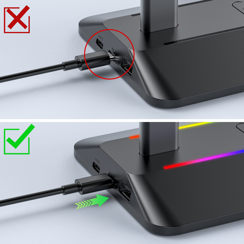 RGB Lights Headphone Stand with Type-c USB Ports Headphone Holder for ...