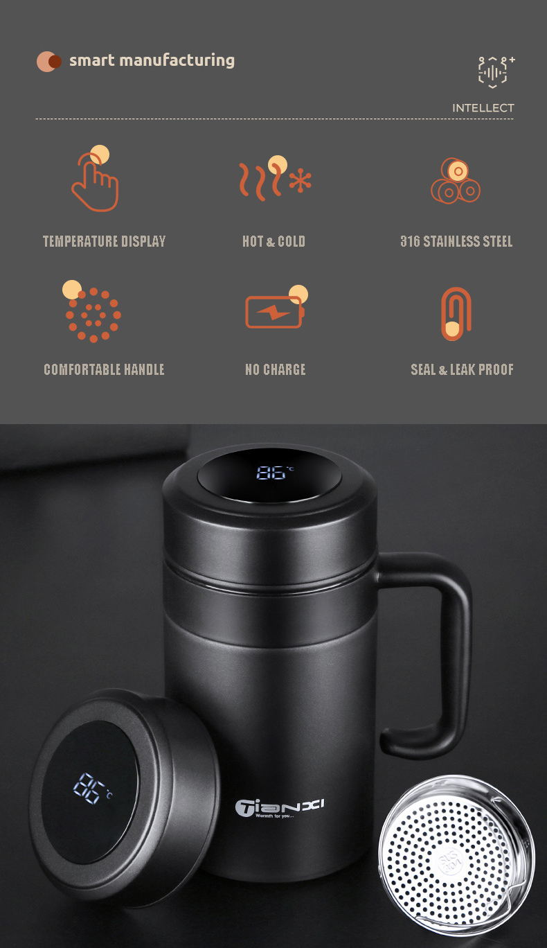 New 520ml 316 Stainless Steel Vacuum Flask 24 Hours Thermos Insulated Tea Cup Office Business ...