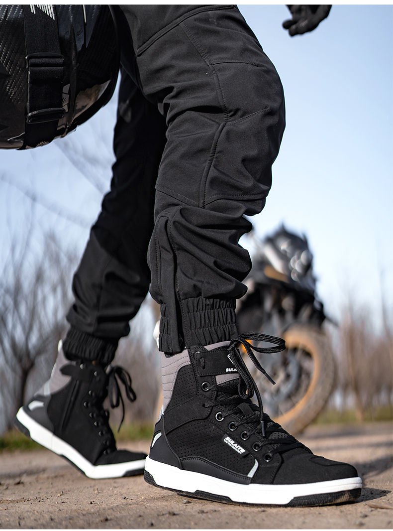 NEW SULAITE Men's Motorcycle Shoes Four Seasons Motorbike Gear Shift ...