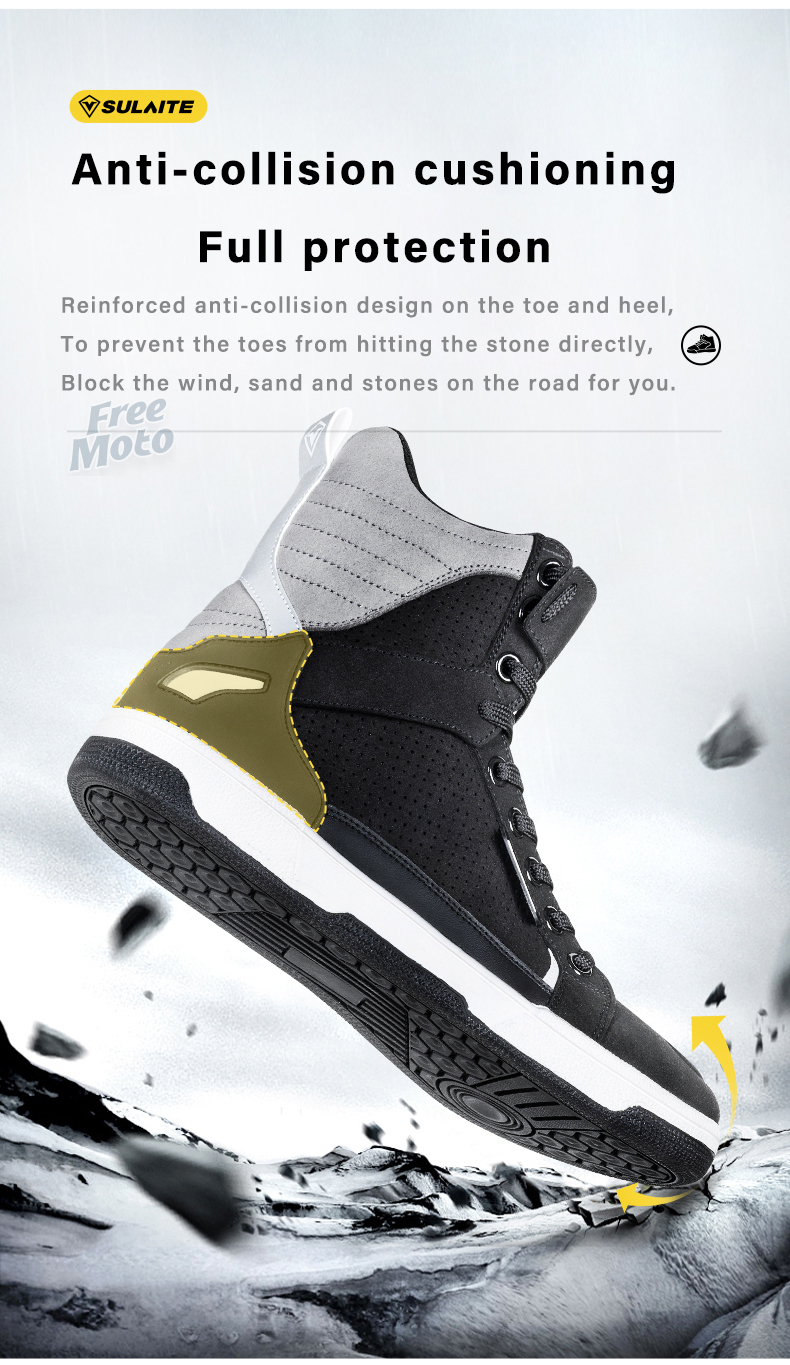 NEW SULAITE Men's Motorcycle Shoes Four Seasons Motorbike Gear Shift ...