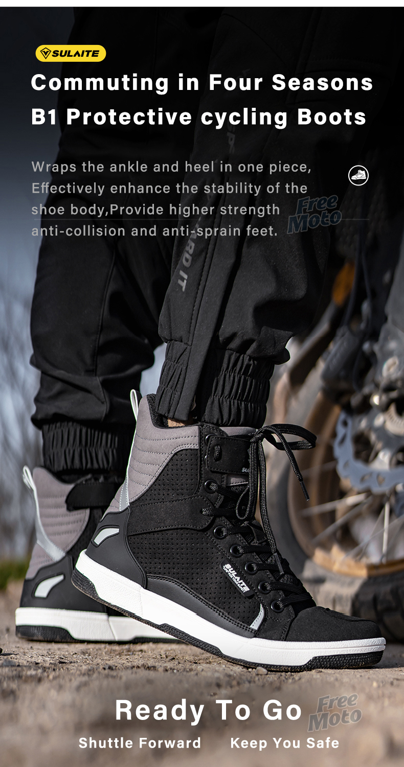NEW SULAITE Men's Motorcycle Shoes Four Seasons Motorbike Gear Shift ...