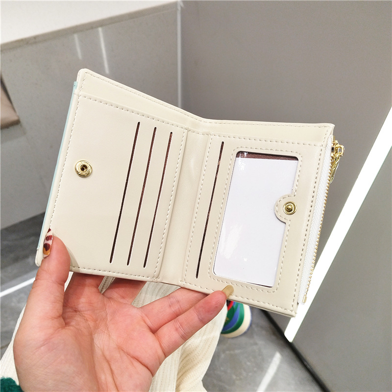 Macaron Color Wallet Matching Color Coin Purse Women's Folding Card Bag ...