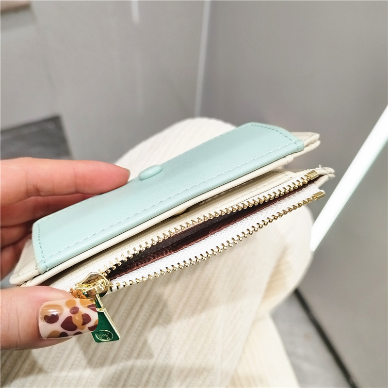 Macaron Color Wallet Matching Color Coin Purse Women's Folding Card Bag ...